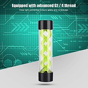 Yoidesu Water Cooling Reservoir G1/4 Threaded T Virus Cylindrical Cooler for Computer Water Cooling System, 200mm,Red/Green/Blue (Green)