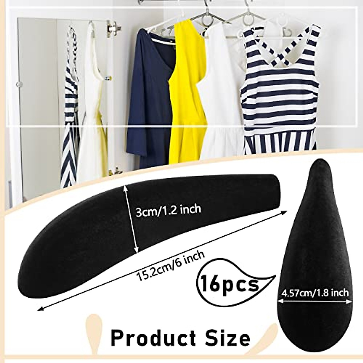 Velvet Hangers Shoulder Form Hanger Shoulder Shaper Black Hanger Pads Flocking and Plastic Hanger Shoulder Protectors for Velvet Flocking Hangers Measuring 0.2 Inch in Thickness (16)