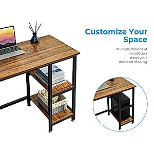 GreenForest L Shaped Computer Desk with Storage Shelves, 66 inch Modern Large Corner Gaming Desk for Home Office PC Workstation Space Saving Space, Walnut