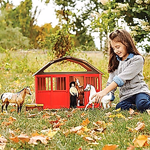 Breyer Traditional Series Two-Stall Horse Barn Toy Model | 21" x 16.75" x 16.5" #307, Red