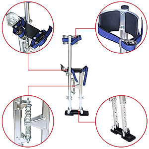findmall 18-30 Inch Drywall Stilts Grade Adjustable Aluminum Tool Stilt for Painting or Cleaning - Silver