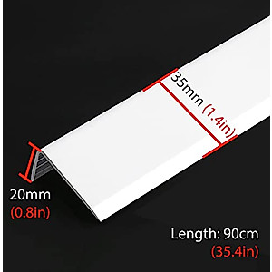 Doorway Uneven Floor Transition Strip, White L-Molding Floor Edging Transition Strip, Wood to Tile Protection Trim Strips for Uneven Floors, Heavy Duty Aluminum Alloy Threshold Strip, 35.4in Long ( Si