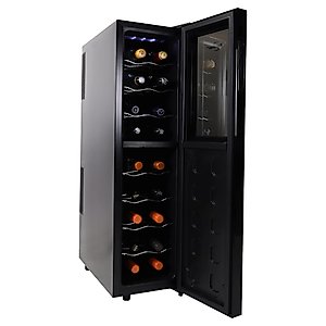 Koolatron 18 Bottle Slim Wine Cooler Refrigerator Dual Zone Thermoelectric Wine Fridge Freestanding Wine Cellar for Red White Sparkling Wine Ideal for Home Bar Kitchen