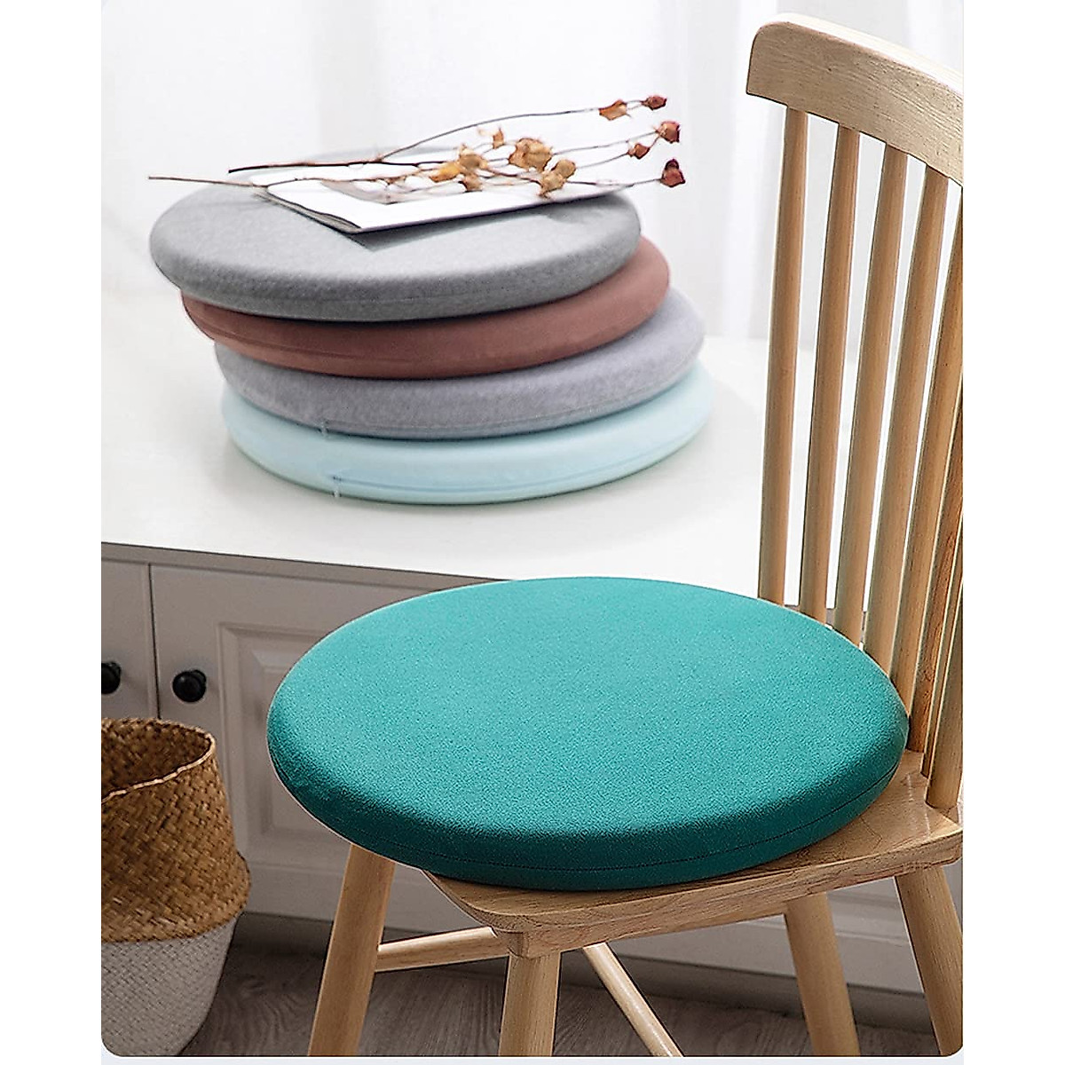 Eonxius Memory Foam Seat Stool Round Cushions Floor Support Pillow Home Office Chair Pads Pink 12''