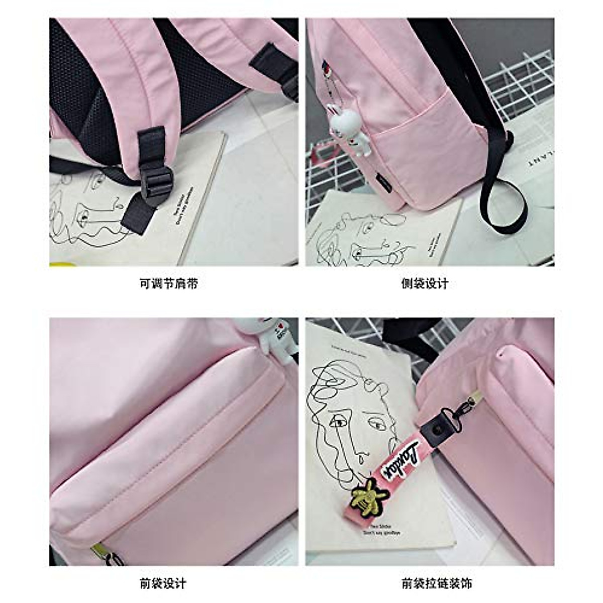 LUO New Hello Kitty Large Capacity Embroidered PU Women's Shoulder Messenger Bag Handbag Casual Bag Purse LB-715898, Pink