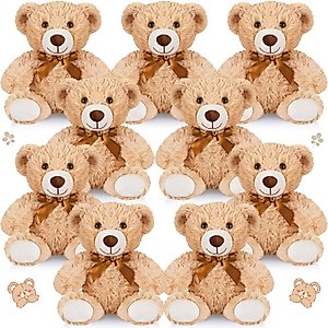 HyDren 9 Pcs 14 Inch Wedding Gift Bear Stuffed Animals Bears Soft Plush Bears Cute Bears Dolls for Baby Shower Birthday Valentine Gift Home Decoration (Light Brown)