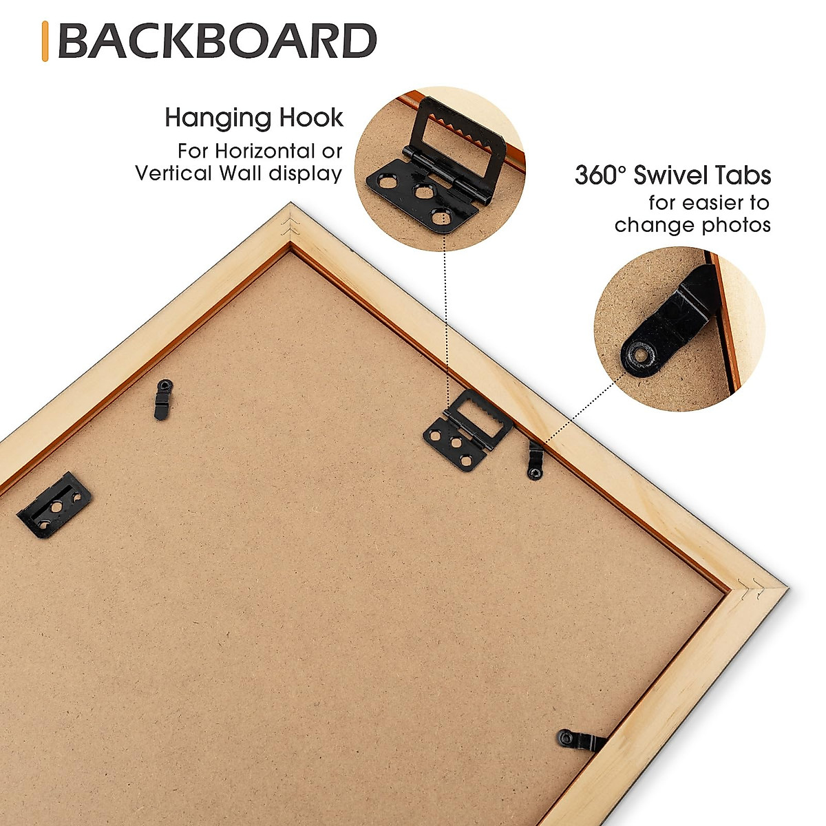 Golden State Art, 11x14 Picture Frame Brown - Solid Wood with Tempered Glass - Display Pictures 8x10 with Mat or 11x14 without Mat - Wall Hanging Photo Frame, 1 Pack