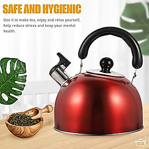 MAXBUS Whistling Tea Kettle Stainless Steel Stovetop Tea Pot Hot Water Fast to Boil Teapot with Anti- Hot Handle Tea Boiler Hot Water Kettle for Tea Coffee Red (Color : Red)