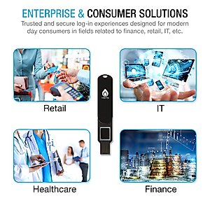 Thetis FIDO2 Security Key Fingerprint USB A, Two Factor Authenticator, Multi-Layered Protection HOTP / U2F Compatible Windows, MacOS, Gmail, Linux for Office Business - Black