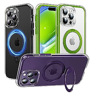 CASEKOO Air-Filled Designed for iPhone 14 Pro Case with Magnetic Invisible Stand [16FT Military Drop Protection] [Compatible with MagSafe]Clear Shockproof Phone Cases for Men Women 6.1 Inch 2022,Black