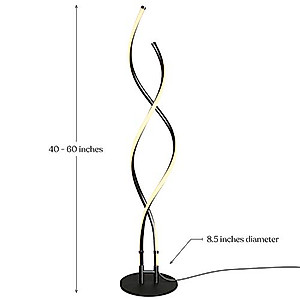 Brightech Embrace Dimmable LED Floor Lamp – Modern Spiral Adjustable Standing Lamp for Living Rooms & Offices – 2-in-1 Tall End Table Lamp for Bedroom Reading - Black