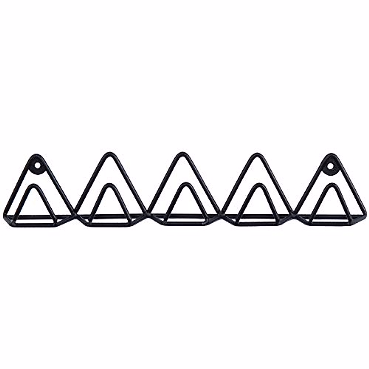 MyGift Wall Mounted Black Metal Entryway Key Organizer Rack, Laynard, Mask and Pet Leash Hanger Holder with 5 Triangle Wire Hooks