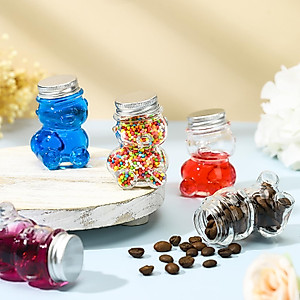 Hushee 24 Pcs 1.5 oz Glass Honey Bear Jar Mini Cute Honey Bottles Bear Mason Jar Small Funny Shot Glasses with Lids for Jam Candies DIY Decoration Gift Wedding Party Favors