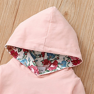 ATPAT Baby Girl Clothes Baby Girl Outfits Long Sleeve Hoodie Sweatshirt Floral Pants Sets with Pocket Burgundy 9-12 Months