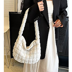 Quilted Tote for Women - Puffer Lightweight Padding Shoulder Hobo Satchel Handbag Cloud Bag With Zip 2024