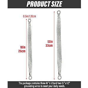 Zlirfy Automotive Ground Strap Kit,Universal Flat Braided Copper Ground Strap,3PCS 10" x 1/2" and 2PCS 13" x 1/2" Car Ground Cable Straps Braided,Automotive Engine Copper Ground Strap