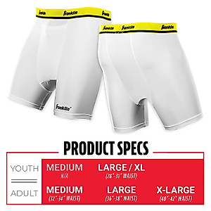Franklin Sports-Youth Compression Short With Cup- Large/X-Large , White