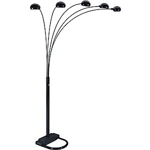 SH Lighting 5 Adjustable Arm Arching Floor Lamp - Features a Dimmer Switch for Perfect Light Settings - 84" Tall Great for Living Rooms, Bedrooms, or Arching Over Couches (Black)