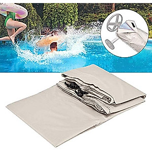 Wifehelper Swimming Pool Cover, Waterproof Beige Open Air Swimming Pool Roll Cover Protector Ground Swimming Pools Cover for Outdoor Heavy Duty Garden(S：490 x 96cm / 192.9 x 37.8in)