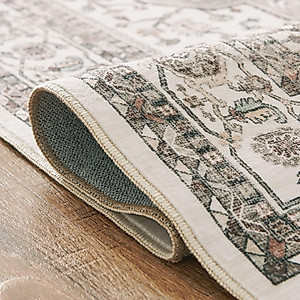 jinchan Washable Runner Rug 2x7 Kitchen Runner Rug Non Slip Grey Taupe Vintage Hallways Runner Rug Ultra-Thin Lightweight Accent Rug Soft Throw Carpet Runners Laundry Room Bedroom Livingroom