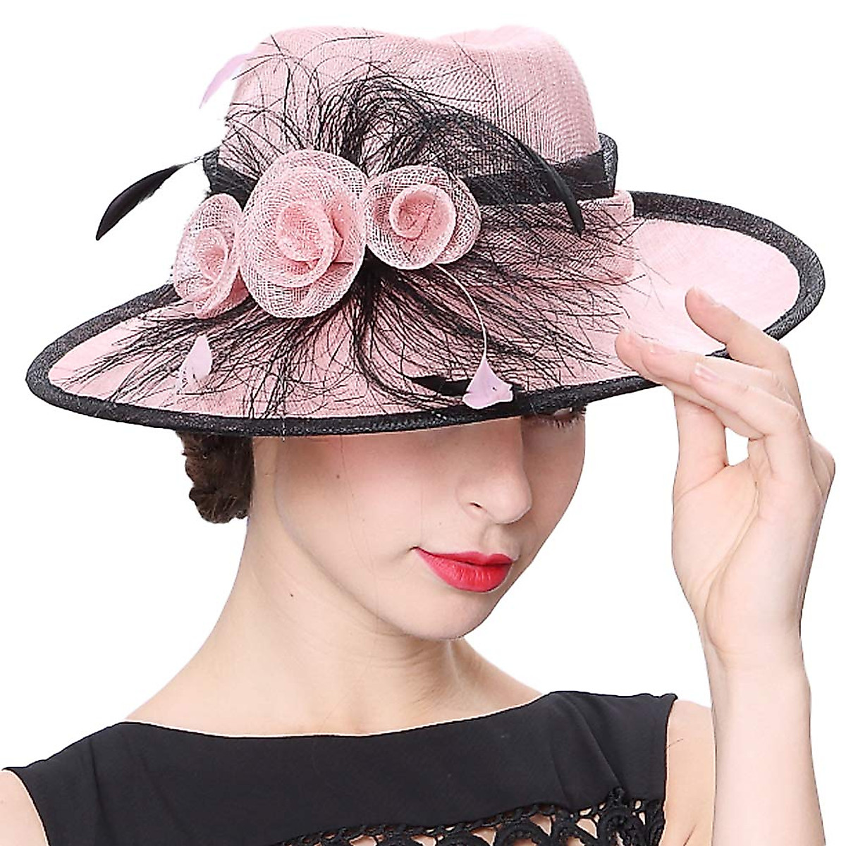 Koola's hats Women 3 Layers Sinamay Kentucky Derby Church Sun Summer Hats