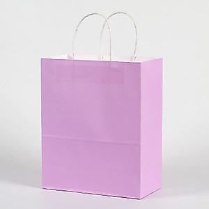 AZOWA Gift Bags Small Kraft Paper Bags with Handles (6.3 x 3.1 x 8.6 in, Pastel Purple, 12 CT)