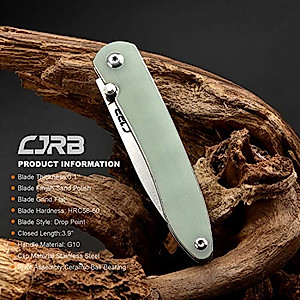 CJRB Folding Pocket Knife Ria(J1917), Small Tactical Knife with 0.1” 12C27 Blade and Micarta Handle for EDC Outdoor, Camping, Survival, Hunting, Fishing,Natural Green
