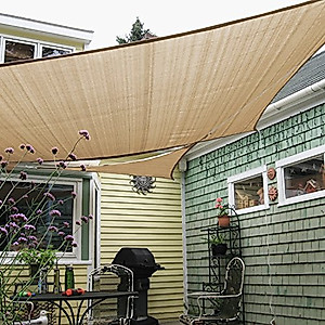 E&K Sunrise Sand 10' x 12' Sun Shade Sail Rectangle UV Block Canopy for Patio Backyard Lawn Garden Outdoor Facility and Activities