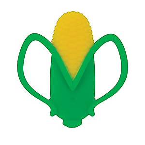 Nuby Veggie Teether for Teething Relief - Soft Baby Teething Toy - 3+ Months - Corn