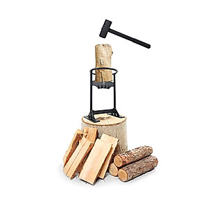 BiggerFire Manual Log Splitter Firewood Kindling Splitter with 4LB Hammer Carry Bag Garden Tool Kit PC-CH
