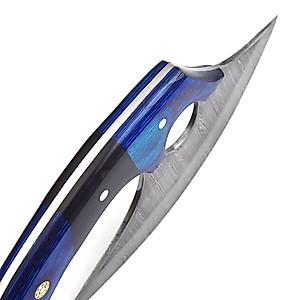 DAMASK HUT Custom Handmade Damascus Steel Ulu Knife - Alaskan Damascus Ulu Knife With Sheath - Damascus Alaska Knives For Skinning, Chopping,Rocking, Mincing, Slicing Meat & Herb