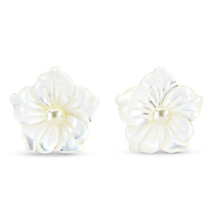 Flower of New Beginning Mother of Pearl Plumeria Earrings for Women Sterling Silver