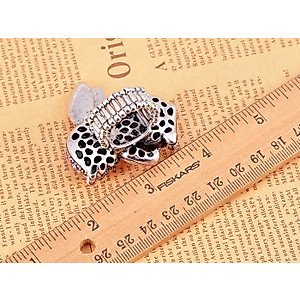 Alilang Handpainted Hot Neon Pink Enamel Bunny Rabbit Crystal Rhinestone Ring