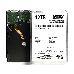 MDD 12TB 7200RPM SATA 6Gb/s 256MB Cache 3.5inch Internal Desktop Hard Drive, MD12TBGSA25672, Mechanical Hard Disk