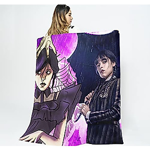 50X60 inches Wednesday Flannel Blanket, 350g/m² Addams Soft Throws Blanket Air Conditioner Sofa Bed Blankets, Movie Bedding Throw 3D Printed Blanket