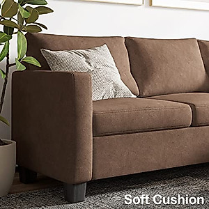 Shahoo Convertible Sectional Sofa Couch L-Shaped Settee with Soft Seat, Comfortable Backrest and Modern Linen Fabric for Small Space, Living Room, Brown