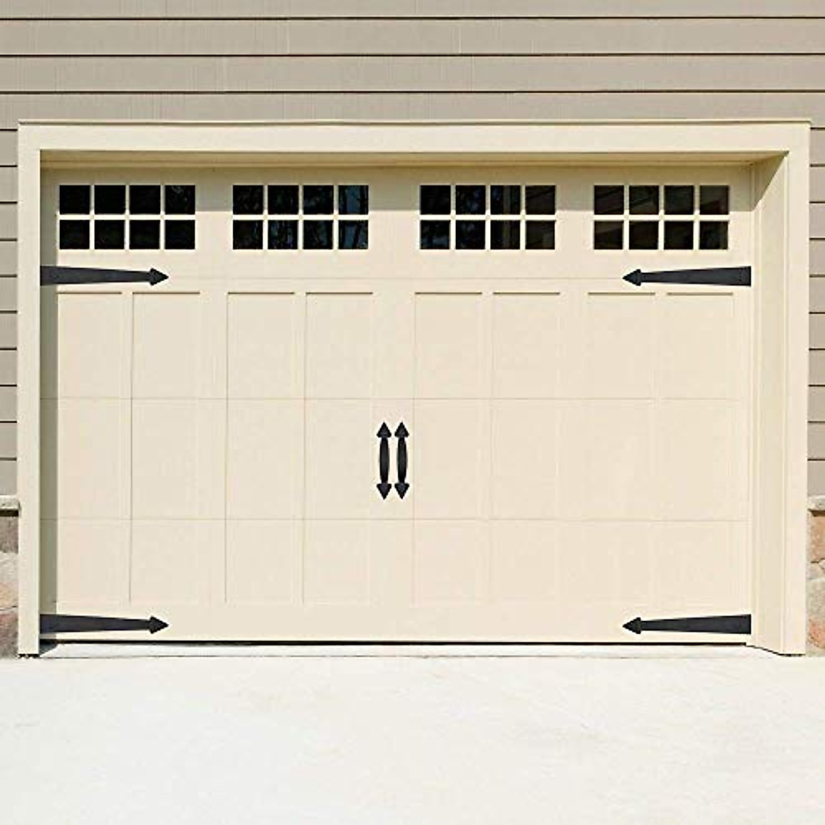 WINSOON Magnetic Decorative Garage Door Carriage Accents Hardware Kit, 1 Set of House Garage Faux Hinges & Handles, Screw in, Curb Appeal Decor, Black