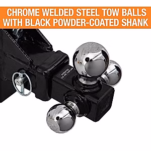 Buyers Products 1802225 Adjustable Tri-Ball Hitch Solid Shank with Chrome Balls
