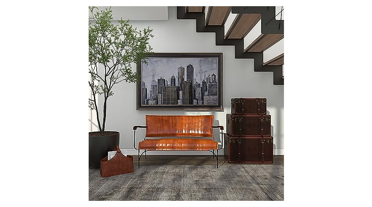 Deco 79 Faux Leather Storage Trunks - Set of 3