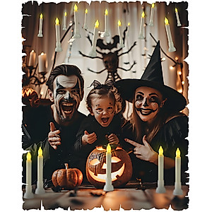 Amagic Batteries Included Floating Candles with Wand Remote, 12pcs Flickering Warm Light Flameless Taper Candles, Magic Hanging Candles with Base for Birthday Party, Halloween Decorations