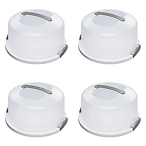 Sterilite Cake Server See-Through Lid, White Base, 4-Pack