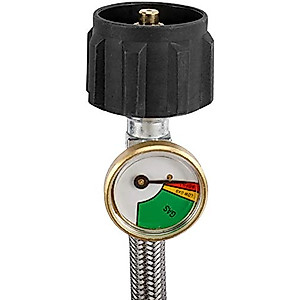 HYDDNice 6FT Propane Hose with Gauge Stainless Steel Braided Propane Hose Converts 1lb Portable Appliances to 5-40lbTank,for Propane Stove, Heater, Tabletop Grill