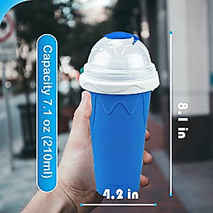 Slushie maker cup, Homemade Squeeze Icy Quick Frozen Magic Cup Slushy With Lids And Straws For Kids & Adults (Blue)