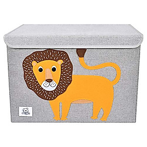 CLCROBD Foldable Large Kids Toy Chest with Flip-Top Lid, Collapsible Fabric Animal Toy Storage Organizer/Bin/Box/Basket/Trunk for Toddler, Children and Baby Nursery (Lion)