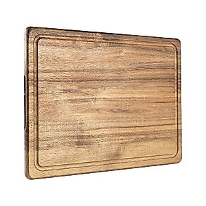 JF JAMES.F Acacia Wood Cutting Board 14 x 9.5 inch, 1 inch Thick Hardwood Cutting Board with Juice Groove Wooden Chopping Board for Kitchen