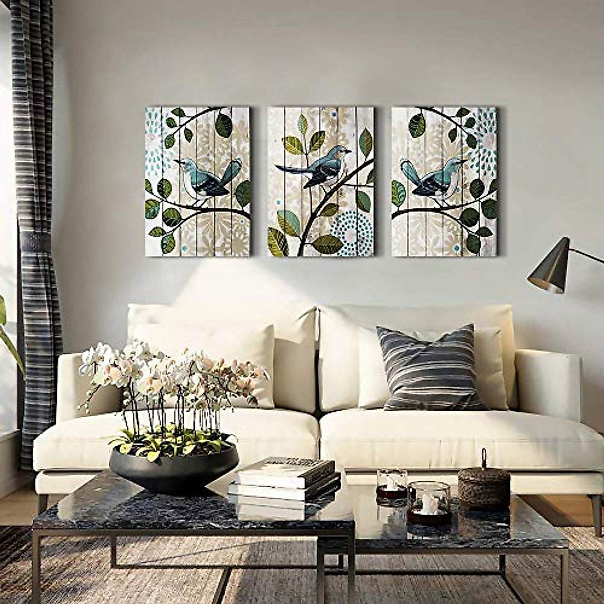 Bird On The Branch 3 Piece Abstract Canvas Wall Art For Living Room Wall Decor For Bedroom Kitchen Decorations Abstract Hang Posters Canvas Prints Artwork Modern Framed Bathroom Home Decoration