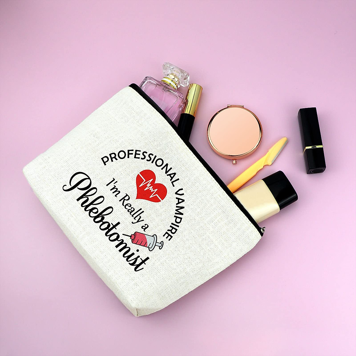 Mxrymvu Phlebotomist Gifts for Women Makeup Bag Funny Phlebotomy Gifts Phlebotomy Graduation Gift Cosmetic Bag Nurses Practitioner Week Gifts Phlebotomist Appreciation Gifts Travel Pouch