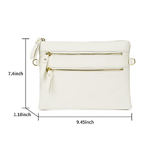 WOZEAH Small Crossbody Purse for Women,Multi Zipper Pocket Shoulder bag (white)