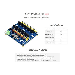TOP1 Waveshare Raspberry Pi Pico Servo Drive Expansion Board Support 16 Channels 16-bit Resolution Standard Servo Interface 5V Voltage Regulator Chip