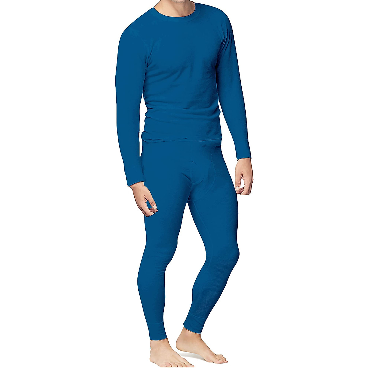 Place and Street Men’s Cotton Thermal Underwear Set Shirt Pants Long Johns (Royal Blue, X-Large)